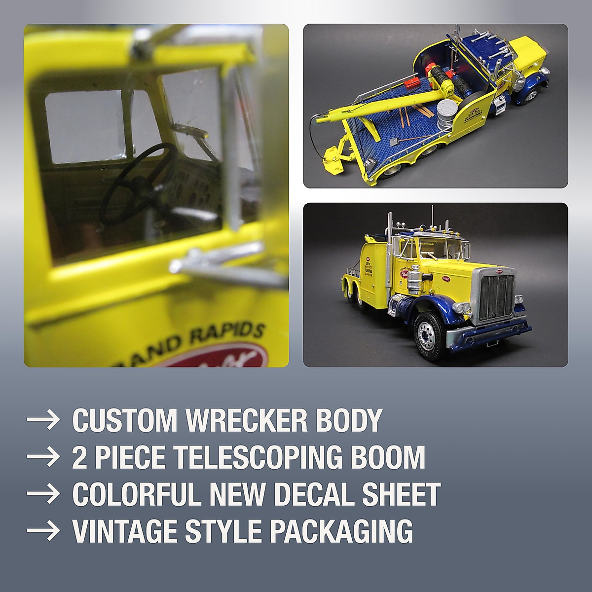 AMT Peterbilt 359 Wrecker Model Kit - 1/25 Scale Buildable Tow Truck for Kids and Adults (AMT1133)