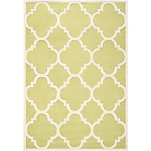 SAFAVIEH Cambridge Collection Area Rug - 9' x 12', Green & Ivory, Handmade Moroccan Trellis Wool, Ideal for High Traffic Areas in Living Room, Bedroom (CAM140T)