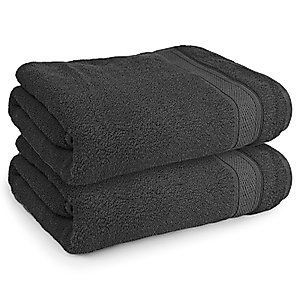 Magshion Extra Large Cotton Bath Sheet for Bathroom Adults Oversized Quick-Dry Bath Sheet Towels Set of 2,Black