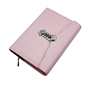 A5 PU Leather Cover Notebook with Combination Lock Diary Journal Travel Solid Color Digital Password Writing Book Notepad, 240 Pages,Lined Paper