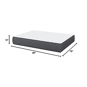 KISLOT KS 10 Inch King Memory Foam Mattress - Cooling Top Cover and Cooling Gel Infused Memory Foam for Cool Sleep & Pressure Relief – Fiberglass Free