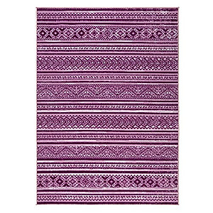 Antep Rugs Alfombras Non-Skid (Non-Slip) 8x10 Rubber Backing Moroccan Geometric Low Profile Pile Indoor Area Rugs (Purple, 8' x 10'3")