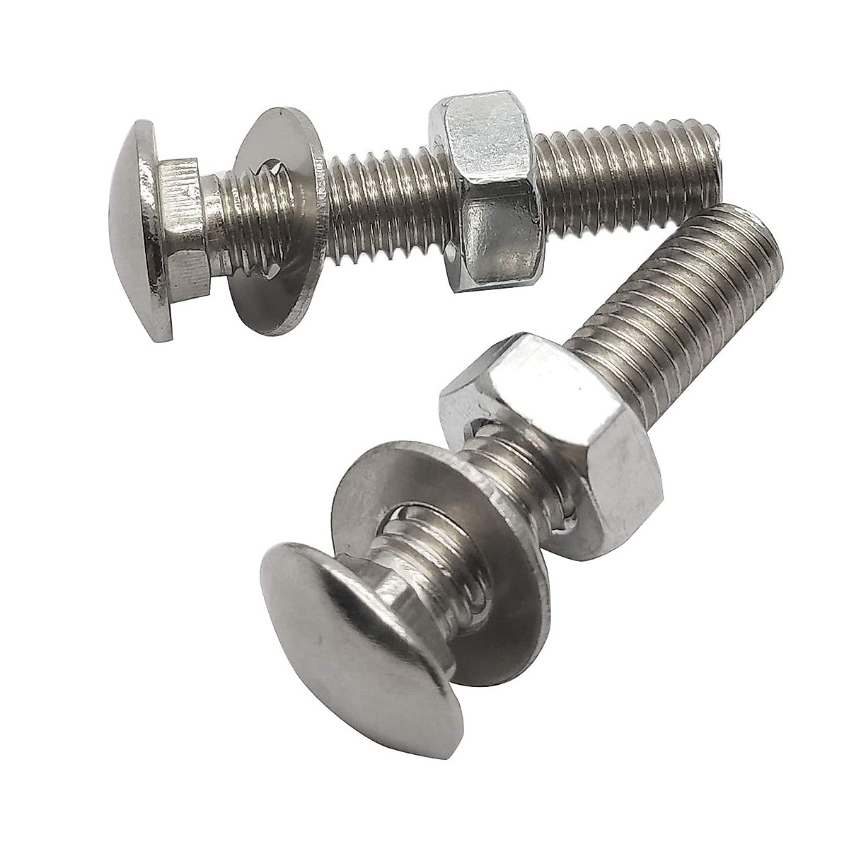 10 Sets Long Square-Neck Carriage Bolts Set,Carriage Bolts Set w/Nuts & Flat Washers,Zinc-Plated,Carbon Steel Grade 4.8,Plain Finish,Partial Threaded(M8-1.25X75mm)