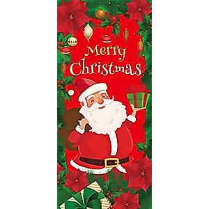 Christmas Door Cover Santa with Gifts Door Decoration Holiday Banner Backdrop 78 x 35.4 Inches