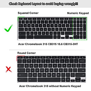 Keyboard Cover for 15.6" Acer Chromebook 315 CB315-3HT/Acer Chromebook 715 CB715/17.3" Acer 317 Chromebook Laptop with Numeric Keypad, Acer Chromebook 15 CB315-3HT-C296/C6XF/C16B Skin-Gradual Pink