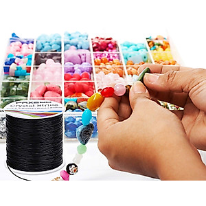 Paxcoo Stretchy String for Bracelets, 0.8mm Black Elastic String Bracelet Cord Jewelry Bead Thread for Bracelets, Necklaces, Beading and Jewelry Making