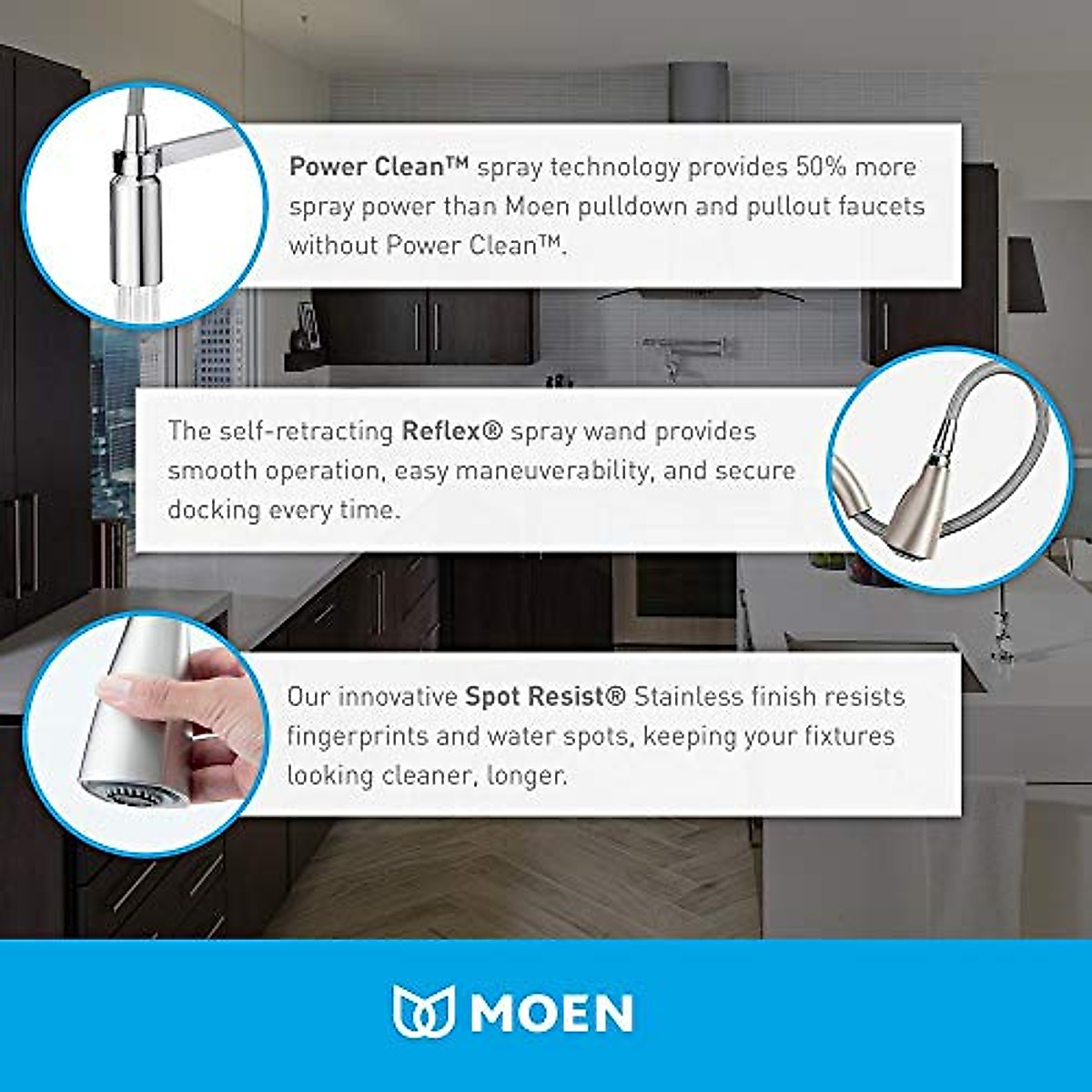 Moen 87045MSRS Walden Single-Handle Pull-Out Kitchen Faucet Featuring Protection Stainlessâ€¦, Spot Resist Stainless Microban
