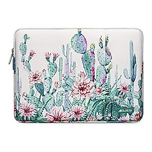 MOSISO Laptop Sleeve Case Compatible with MacBook Air/Pro, 13-13.3 inch Notebook, Compatible with MacBook Pro 14 inch 2023-2021 A2779 M2 A2442 M1, Cactus Polyester Vertical Bag with Pocket, White