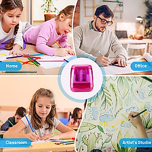 NeaLia Colored Pencil Sharpeners Manual, Hand Held Small Compact Pencil Sharpener for Kids with Lid Dual Hole, (8-11mm) No.2/Makeup Pencils Classroom Adults Artist Students School Home Office -4PCS