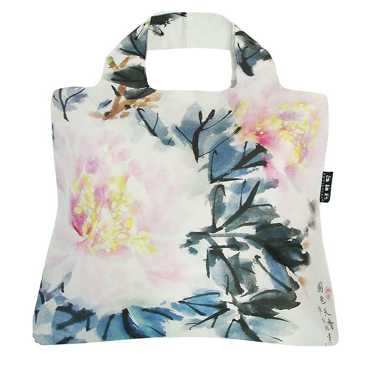 Envirosax Reusable Grocery Bags-Fashionable Shopping Tote Bag Set of 5 China-chic Design Peony Multicolored