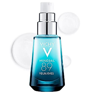 Vichy Mineral 89 Eyes Serum with Caffeine and Hyaluronic Acid, Lightweight Eye Cream Gel to Smooth Fine Lines and Hydrate Eye Area, Suitable for Sensitive Skin & Fragrance Free, unscented,0.51 Fl oz