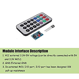 KOOBOOK 2Sets HX1838 NEC Infrared IR Remote Control Sensor Module IR Receiver Module DIY Kit for arduino