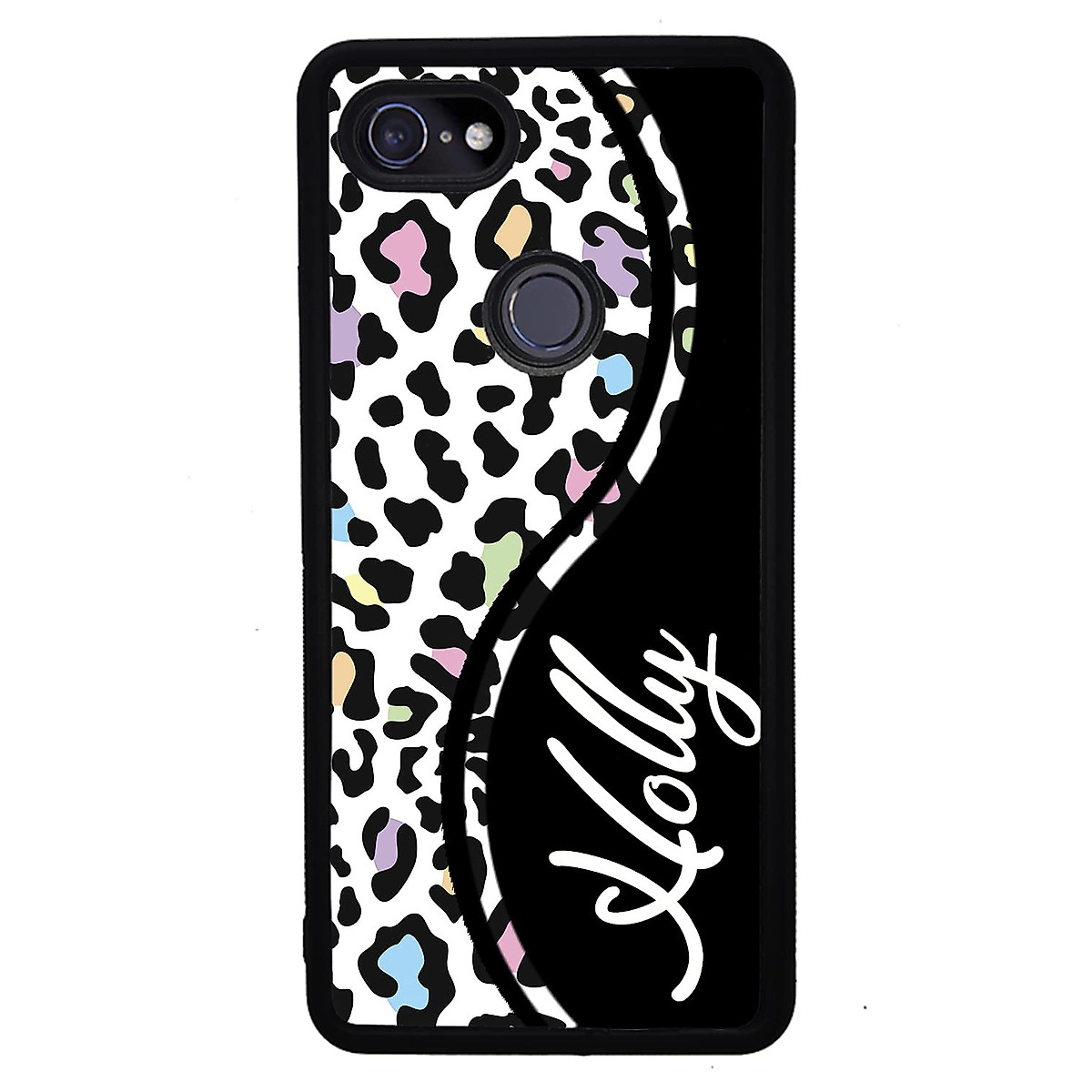 Colorful Leopard Cheetah Animal Skin Personalized Black Rubber Phone Case Compatible With Google Pixel 8 Pro, 8a, 8, 7a, 7, Pixel 7 Pro, 6a, Pixel 6 Pro, 6, 5, 4a 5G, 4a 4G, 4, 4 XL, 3a, 3a XL, 3