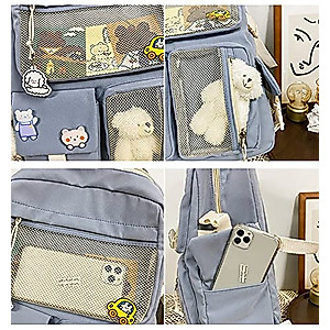 Dearsee Kawaii Backpack with Pins and Accessories, Cute Backpack Aesthetic School Bag Bookbag Cute Kawaii Backpack for Girls