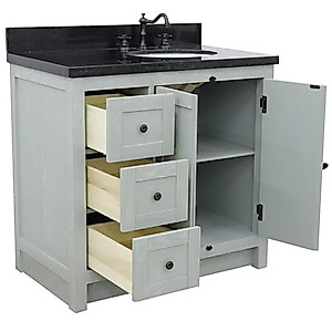 Plantation Solid Wood Vanity with Right Oval Sink in Gray Ash/Black