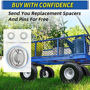 GICOOL 8-Inch Flat-free Tire, 2.50-4 Solid Tire and Wheel, 5/8" Bearings, 2.2" Offset Hub for Hand Truck Garden Wagon Trolley Dolly Replacement, 2 Pack