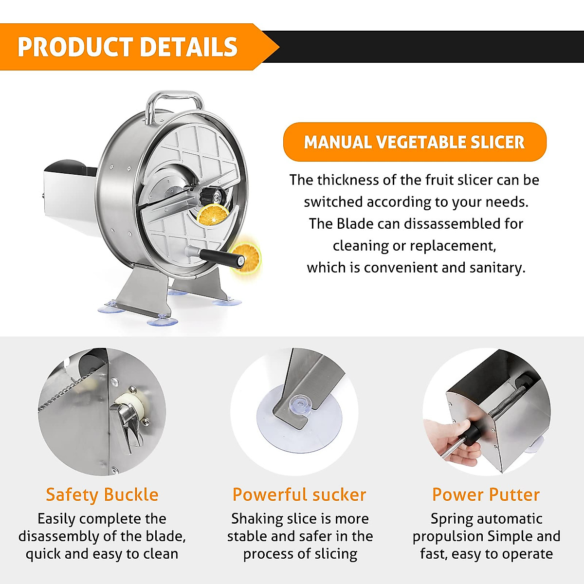 WICHEMI Commercial Slicer Machine Manual Vegetable Fruit Slicer Food Slicing Machine Stainless Steel Vegetable Cutter for Potatoes Lemons Tomatoes Onions