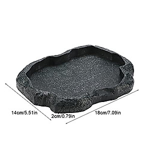Reptile Feeder,Reptile Rock Food Dish,Terraium Bowl Plastic Shallow Reptile Feeder for Food and Water Feeding Dish for Lizard Gecko Bearded Dragon Chameleon(M-Moyu Green)