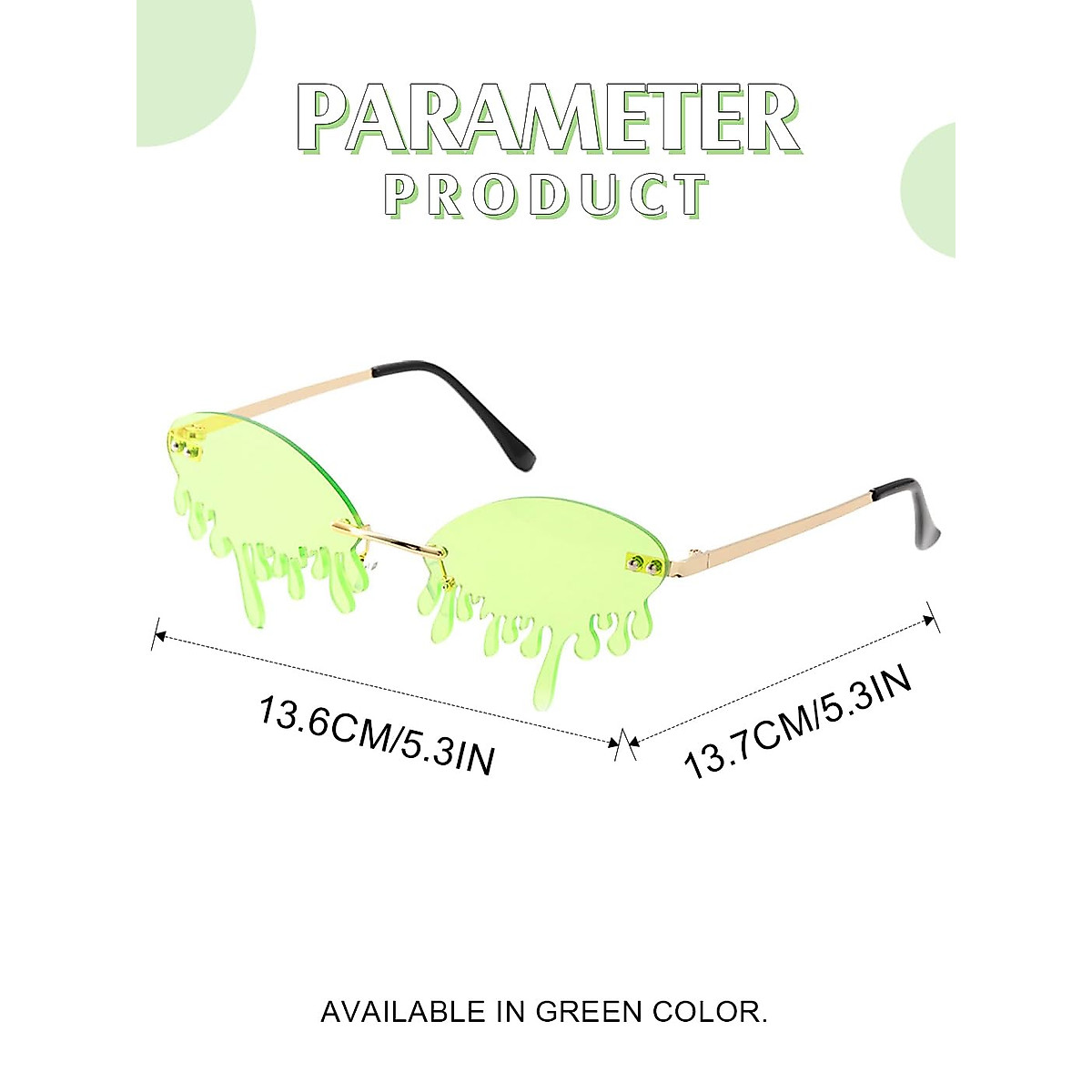 GEMILY Fashion Green Sunglasses Tear Dripping Glasses Novelty Shape Flame Outdoor Eyewear Oval Festival sunglasses for Women and Girls