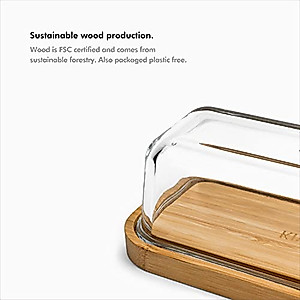 KIVY Glass butter dish with lid for countertop and refrigerator door shelf - Butter Keeper - Butter holder for counter - Butter container for fridge - Covered butter dishes with lid - Butter tray