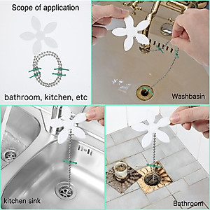 12Pcs Bathroom Drain Hair Catcher Flower Shape Shower Drain Cover Bathtub Hair Catcher Drain Protector Chain Trap Hair Stopper for Shower Bathroom, Kitchen