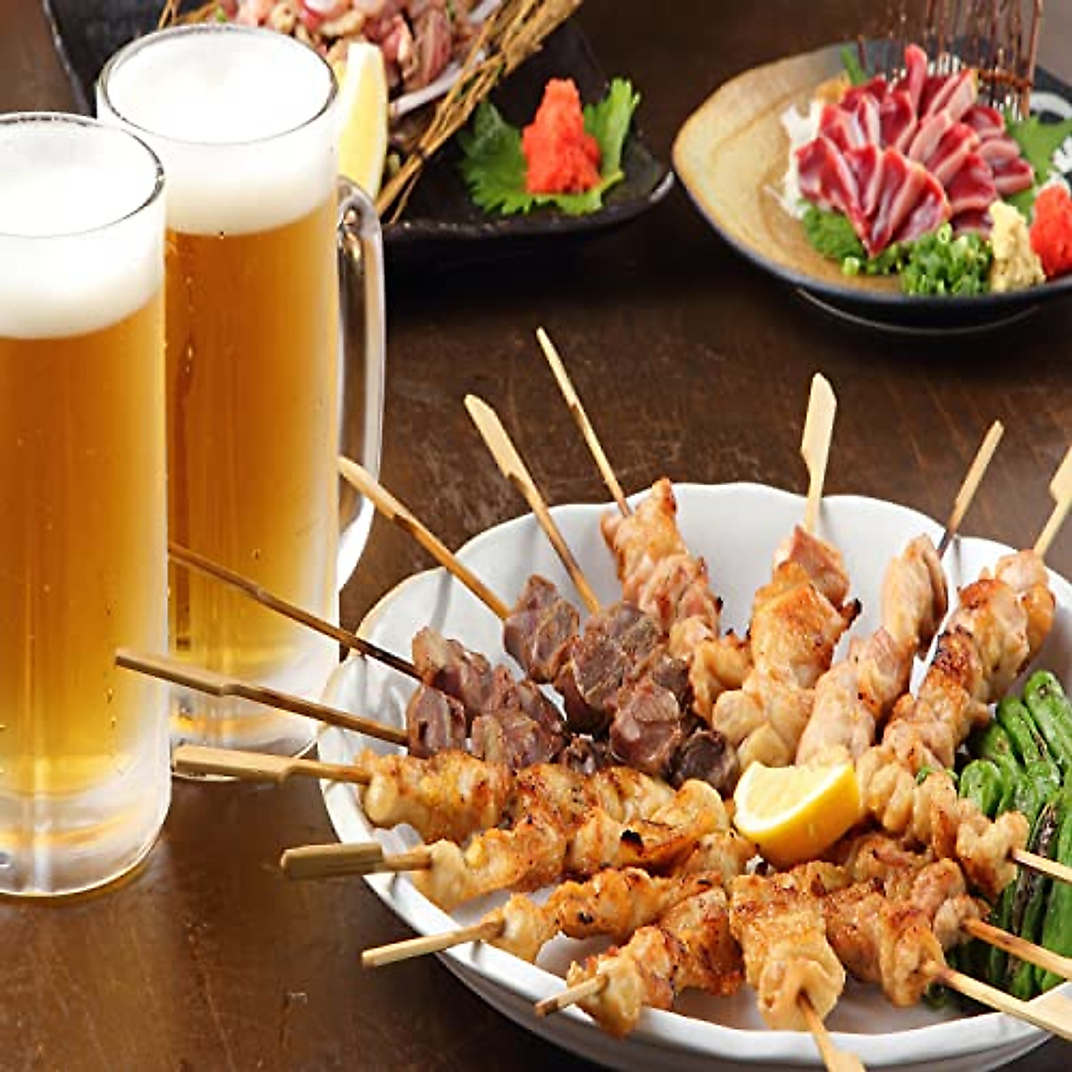 6” inch 100pcs Bamboo Wood Paddle Picks Skewers Toothpicks for Cocktail，Appetizers，Fruit，Sandwich， Snacks, Package of 100 Wooden Paddle Pick Skewer,Party Forks