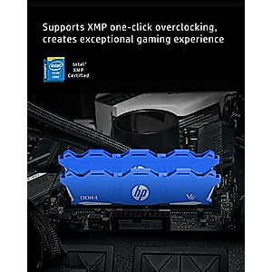 HP V6 RAM 16GB Kit (8GBx2) DDR4 3000MHz CL16 1.35V Desktop Computer Gaming Memory, Blue - 7TE39AA#ABC