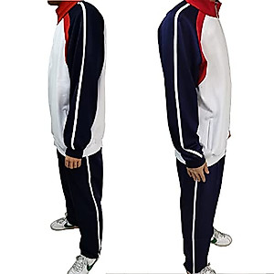 Sun Lorence Men's Athletic Running Tracksuit Set Casual Full Zip Jogging Sweat Suit White L