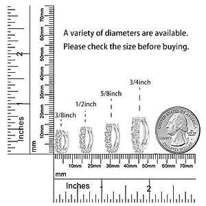 Moissanite Hoop Earrings, Moissanite Diamond Huggie Hoops White Gold Plated Sterling Silver Hoop Earring for Women