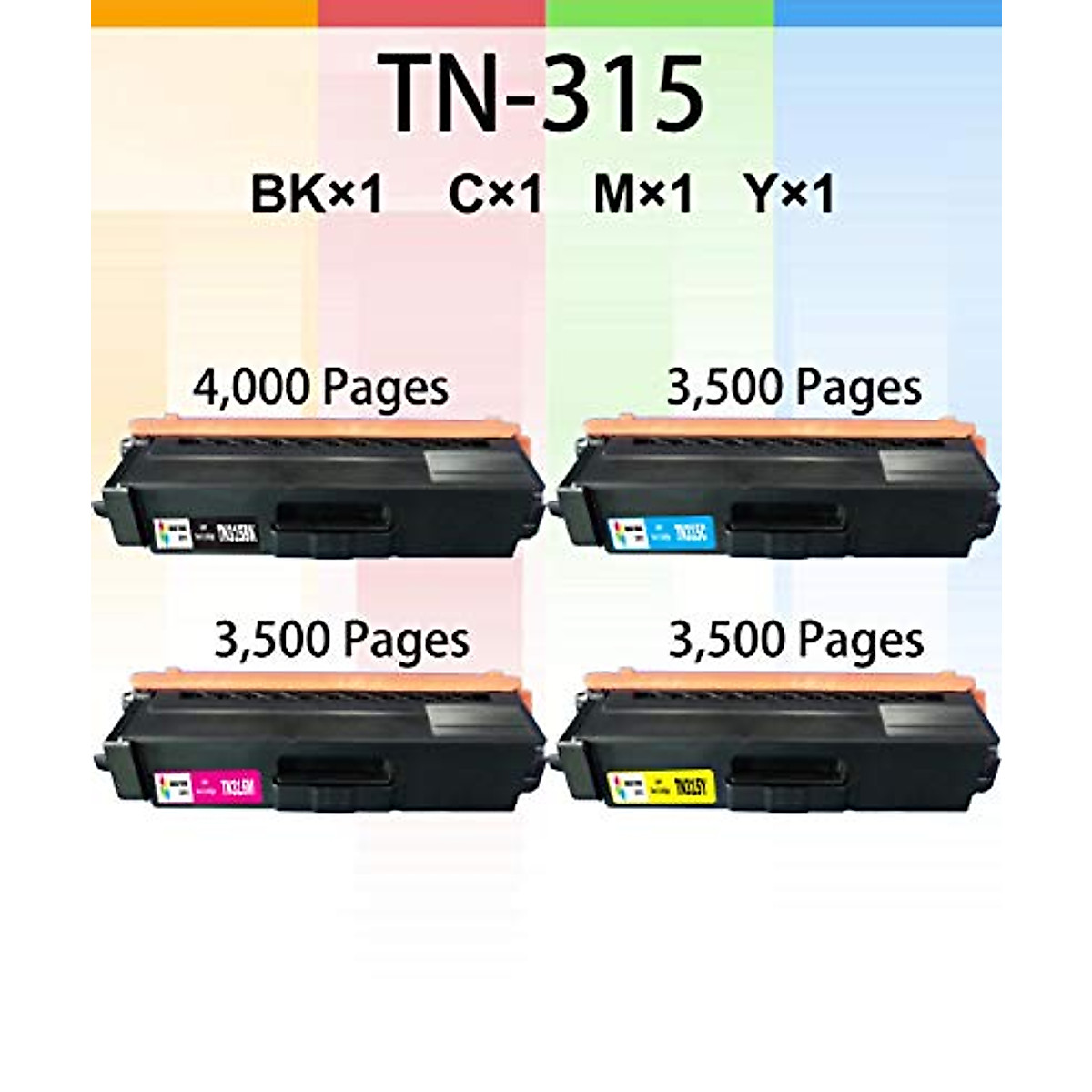 (Pack of 4) Compatible TN-315 TN-310 TN310 TN315 Toner Cartridge (Basic Set, 4 Colors) Repacelement for Brother HL-4150CDN HL-4570CDW HL-4570CDWT MFC-9460CDN Printer, Sold by GTS
