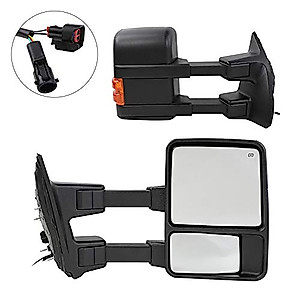 MOTOOS Towing Mirrors Replacement for 1999-2007 Ford F250 F350 F450 F550 Super Duty 2002-2005 Ford Excursion Power Heated with Signal Light Both Driver and Passenger Side Rear View Tow Mirrors