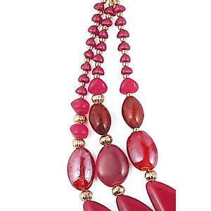 Bocar 3 Layer Beads Statement 24.5" Necklace for Women (NK-10539-Red)