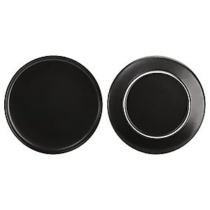 ZENFUN Set of 4 Porcelain Dinner Plates, 10 Inch Matte Ceramic Dish Steak Plates, Elegant Large Round Serving Plates for Salad, Pasta, Pizza, Dishwasher & Microwave Safe, Black
