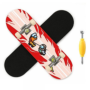 Wooden Fingerboard, Mini Finger Skateboards Toys, Professional Finger Board Ultimate Sport Training Props with Fingerboard Non Slip Foam Grip Tape & Screwdriver, Gifts for Kids Finger Skater (A)