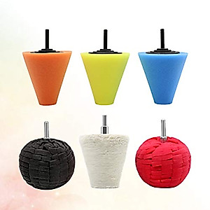 6PCS Drill Buffing Sponge Pads Buffing Wheel for Drill Foam Polisher Buffer Pad Sponge Ball Polishing Cone for Automotive Car Vehicle Wheels Hub Care