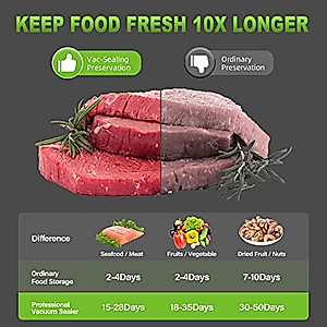 Vacuum Sealer Machine Automatic Air Sealing Vacuum Sealer for Food Saver with Dry/Moist Food Modes and Cutting Design with 10pcs 11.8 Inch Sealer Bags for Kitchen Food Sealer