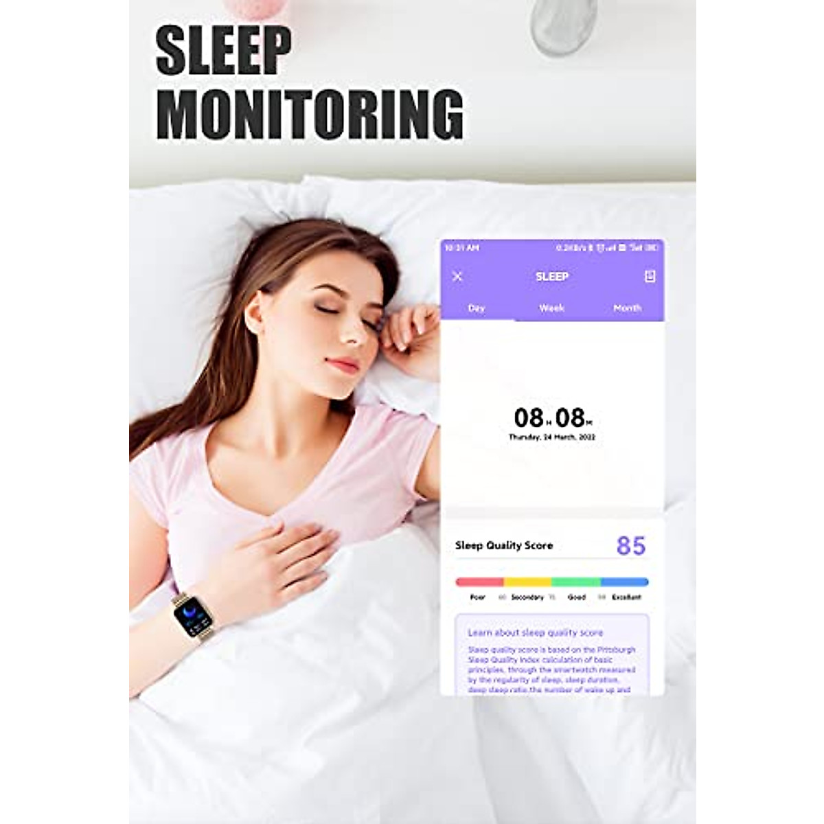 Smart Watch for Women with Bluetooth(Answer/Receive Call) 1.7" Fitness Trackers with Heart Rate Sleep Monitor Waterproof Step Counter Watch for iOS Android (Rose Gold)