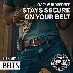 American Bench Craft Leather Multitool Sheath fits Leatherman Wingman, Sidekick, Reber, Rev, Fuse | Riveted Leatherman Case for Belt | Premium Full Grain Leather Sheath/Holster with Brass Snap - Black