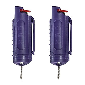 Police Magnum Keychain Pepper Spray Self Defense Belt Clips- Law Enforcement Strength OC- Safety Key Chains for Women & Men- Made in The USA-2 Pack Purple INJ