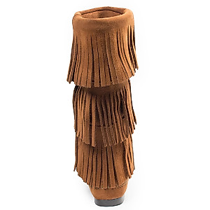 Minnetonka Women's 3-Layer Fringe Boot,Brown,10 M US