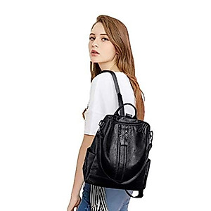 Ro Rox Womens Faux Leather Punk Zip Laptop Adult Uni Work Backpack Bag Rucksack - Black