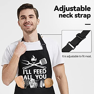 NLUS Funny Apron for Men, Funny Gifts for Dad Christmas Gift Grilling Cooking Chef Apron with 3 Pockets for Dad Husband