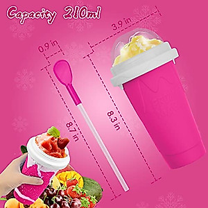 Slushie Maker Cup, Magic Quick Frozen Smoothies Cup for Homemade Milk Shake Ice Cream Maker, Cooling Cup, Double Layer Squeeze Slushy Maker Cup, Birthday Gifts for Friends&Family (Pink)