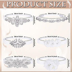 Juinte 6 Pcs White Baptism Headband for Baby Girl Toddler Elastic Chiffon Flower Crystal Lace Headbands Christening White Baby Baptism Headband Gifts Birthday Baby Shower Party (3-6 Months)