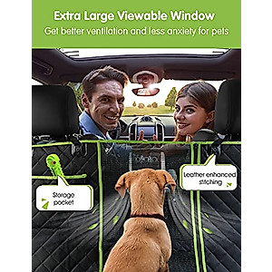 nzonpet 4-in-1 Dog Car Seat Cover, 100% Waterproof Scratchproof Dog Hammock with Big Mesh Window, Durable Nonslip Dog Seat Cover, Pets Dog Back Seat Cover Protector for Cars Trucks SUVs - Green