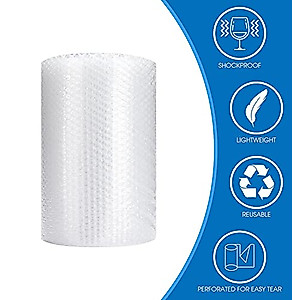 Bubble Cushioning Wrap Roll, Sumono 12 Inch x 36 Feet Total Bubble Roll Perforated 12 Inch Included 10 Fragile Sticker Label