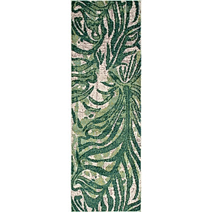 nuLOOM Cali Floral 2x6 Runner Rug for Living Room Bedroom Dining Room Entryway Hallway Kitchen, Green/Ivory
