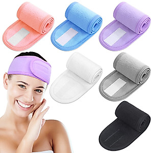 Sublaga Spa Headband Hair Wrap, Sweat Headband Head Wrap Hair Towel Wrap Non-slip Stretchable Washable Makeup Headband for Face Wash (6pcs colorful)