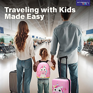 emissary Kids Luggage With Wheels For Girls, Unicorn Kids Luggage Set, Childrens Luggage For Girls With Wheels, Kids Suitcases With Wheels For Girl, Toddler Suitcase For Girls, Travel Luggage For Kids