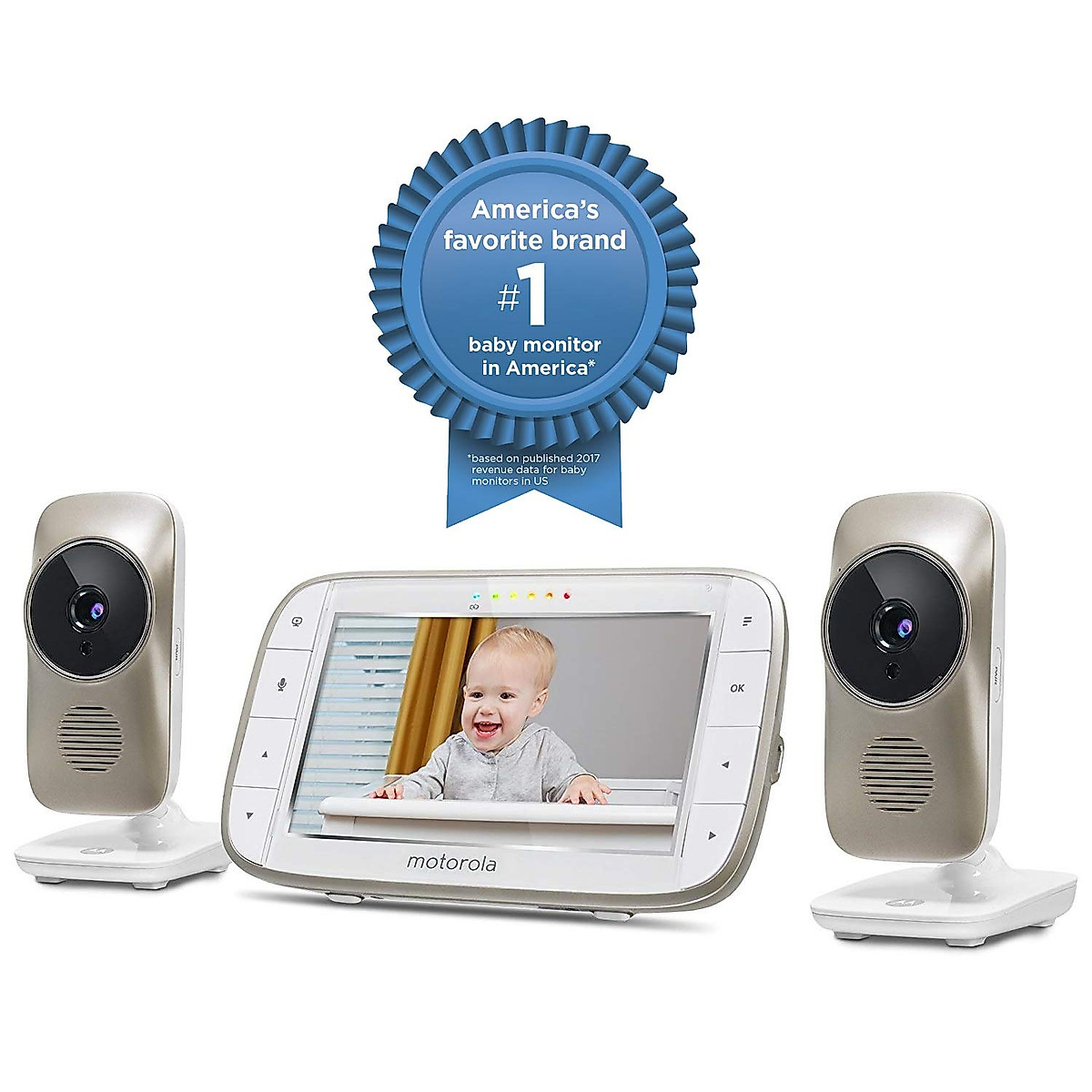 Motorola MBP845CONNECT-2 5" Video Baby Monitor with Wi-Fi Viewing, 2 Cameras, Digital Zoom, Two-Way Audio, and Room Temperature Display